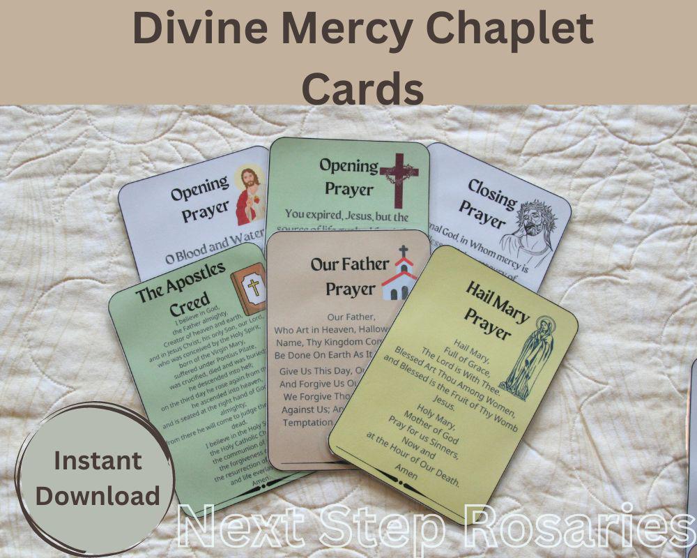 Divine Mercy Chaplet Cards, Catholic Flashcards, Prayer Cards, Holy ...