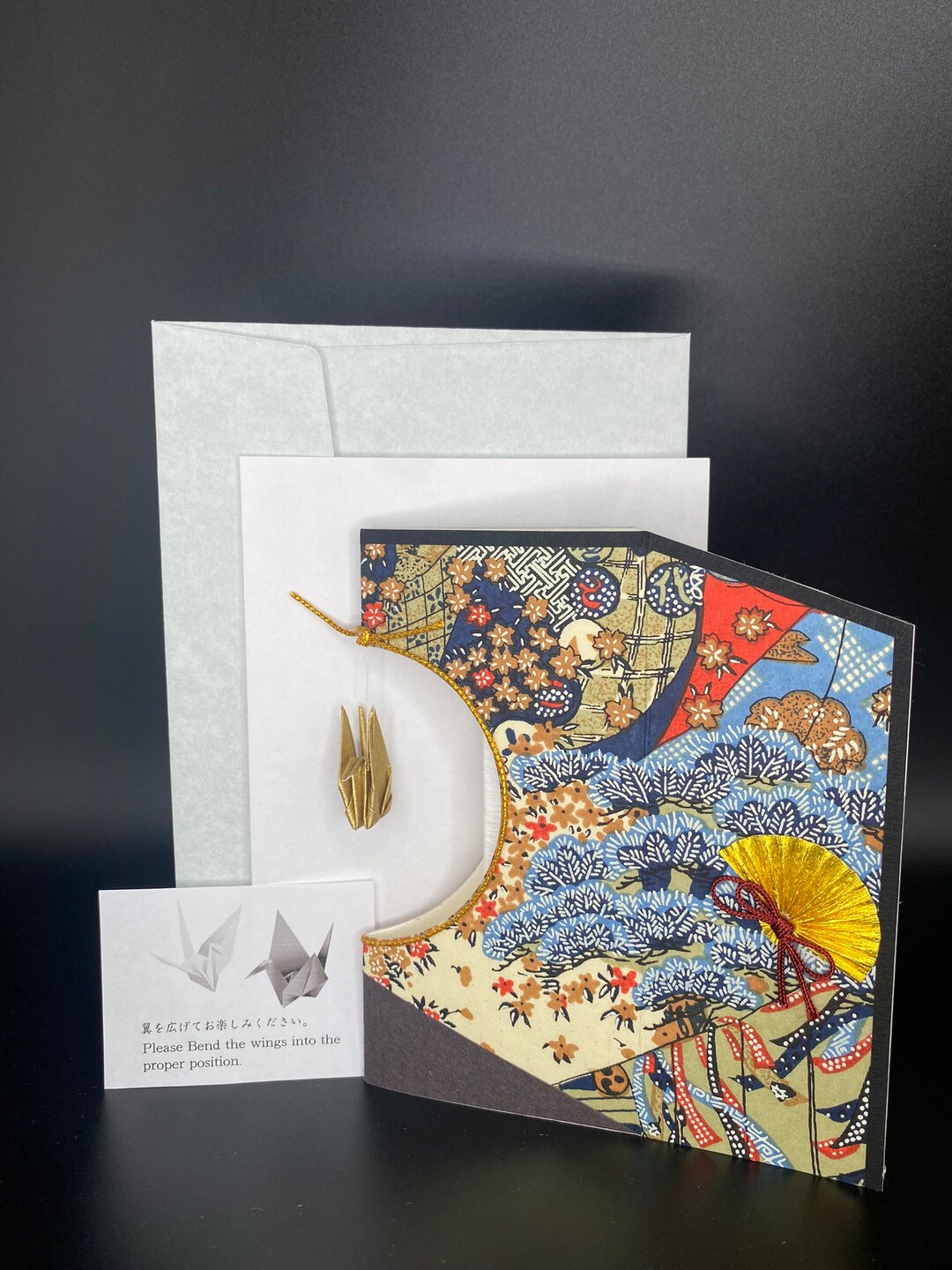Greeting Card With Origami Paper Crane / Folding Screen 2 - Etsy