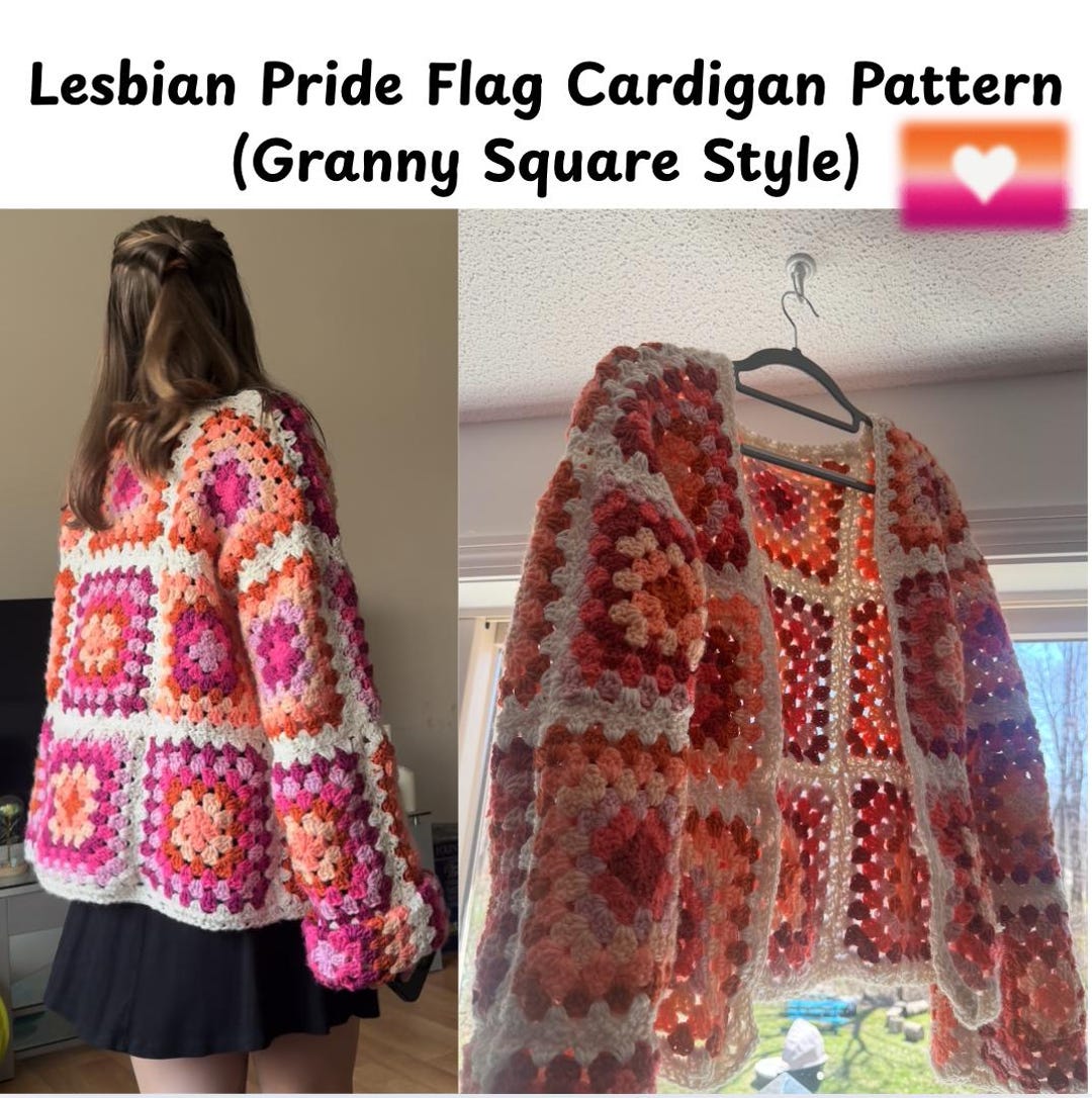 Lesbian Pride Flag Granny Square Cardigan Crochet Pattern (PDF Download ...