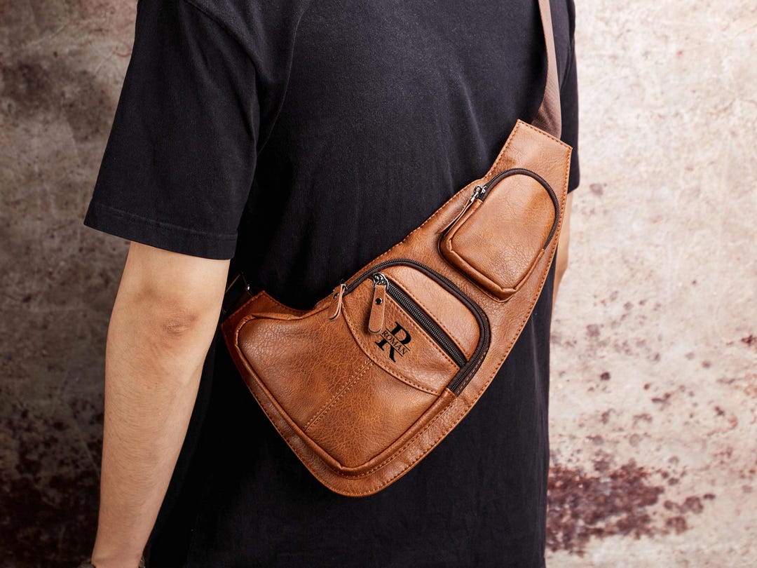 Father's Day Gift,custom Crossbody Sling Bag,leather Chest Bag for Men ...