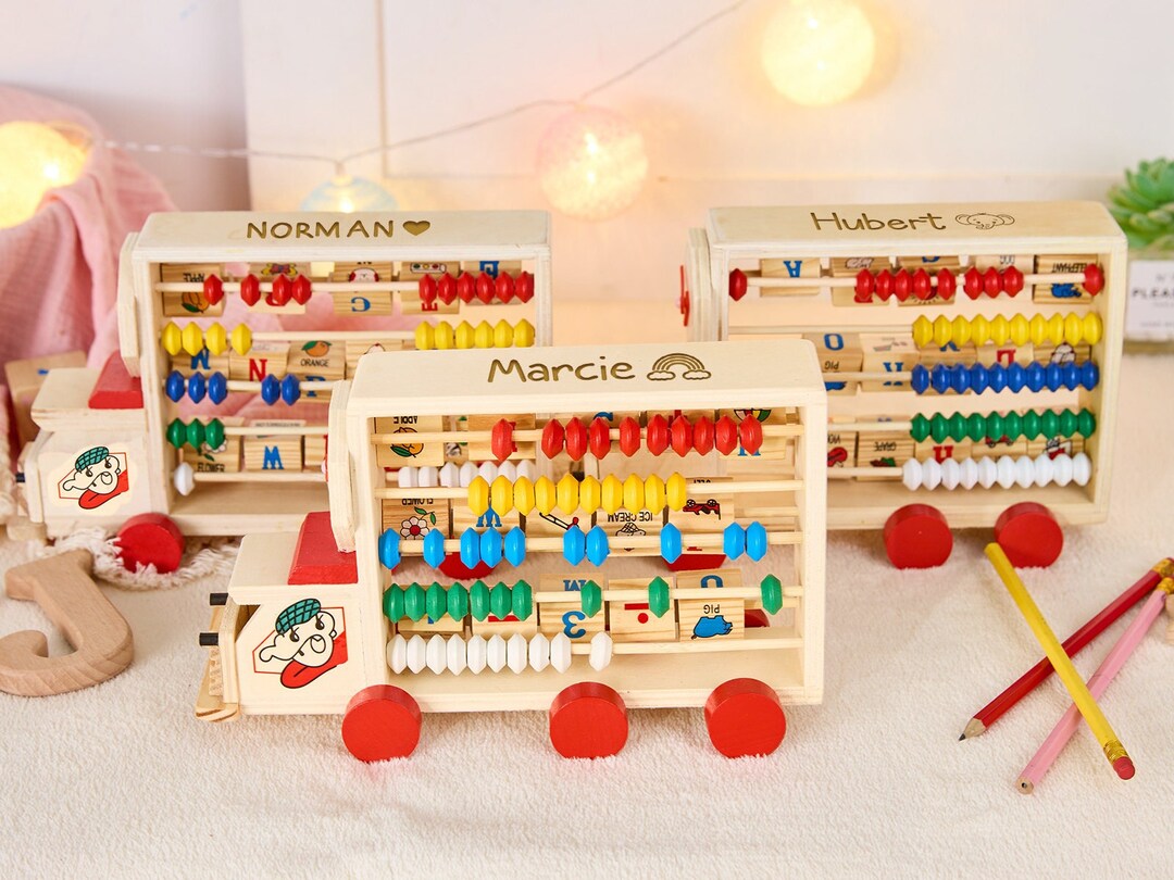 Personalized Abacus, Wooden Car Abacus, Counting Tool, Wooden Truck Toy ...