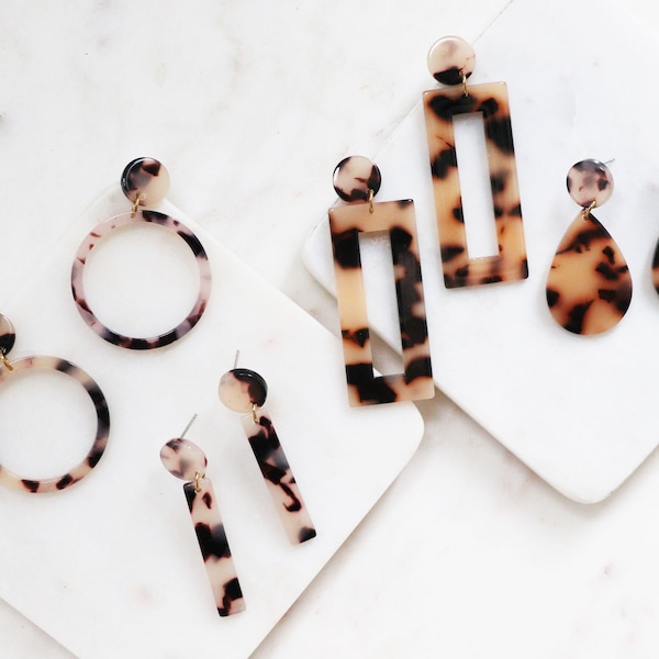 Tortoise Shell Earrings - Etsy