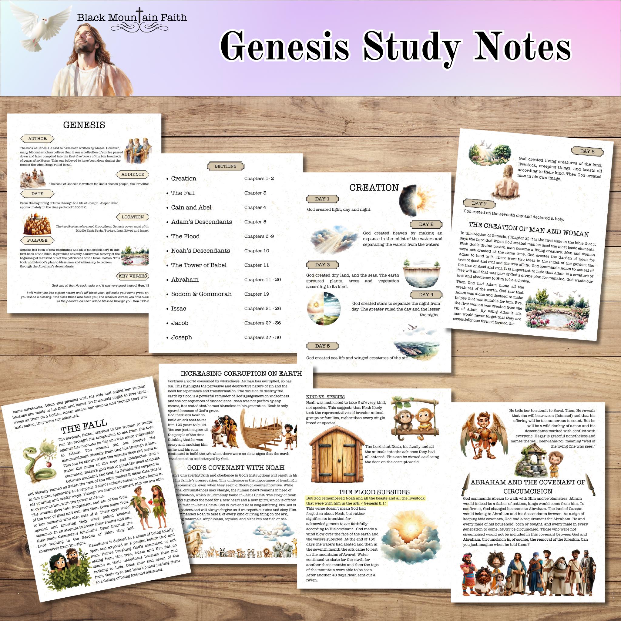 Printable GENESIS Study Notes || One Story That Leads to Jesus Series ...