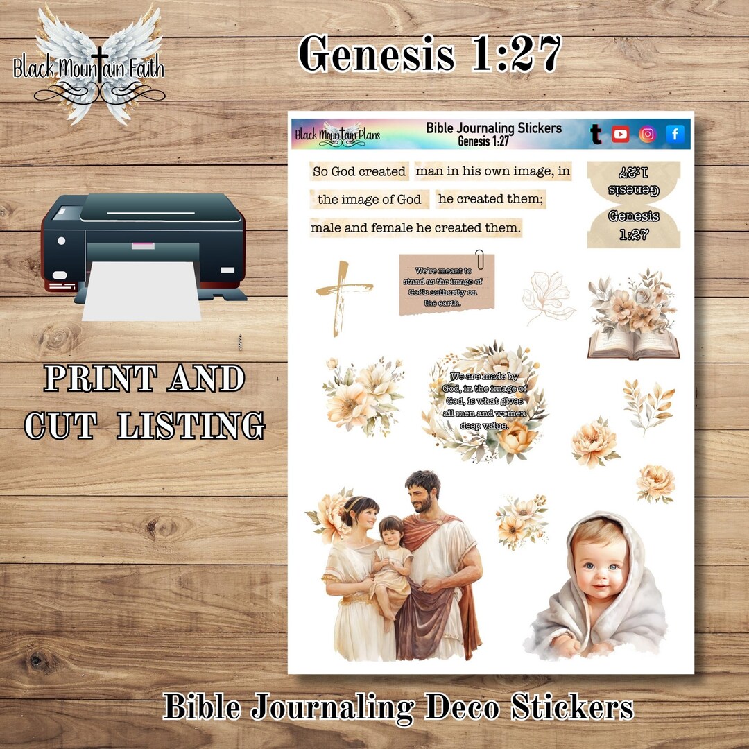 Print and Cut || Genesis 1:27 || Bible Journaling Deco Stickers - Etsy