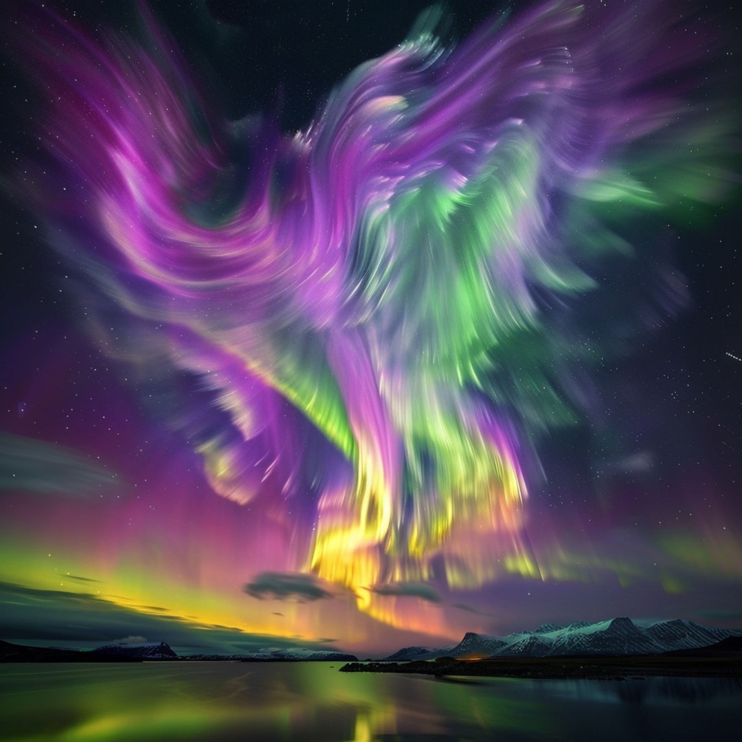 Stunning Aurora Borealis Northern Light Burst Dancing in the Night Sky Like a Phoenix - Etsy