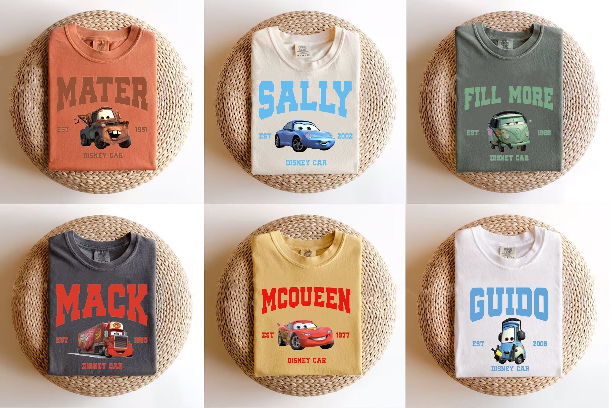 Comfort Colors® Disney Cars Shirt, Mcqueen, Sally, Mack, Mater, Guido ...