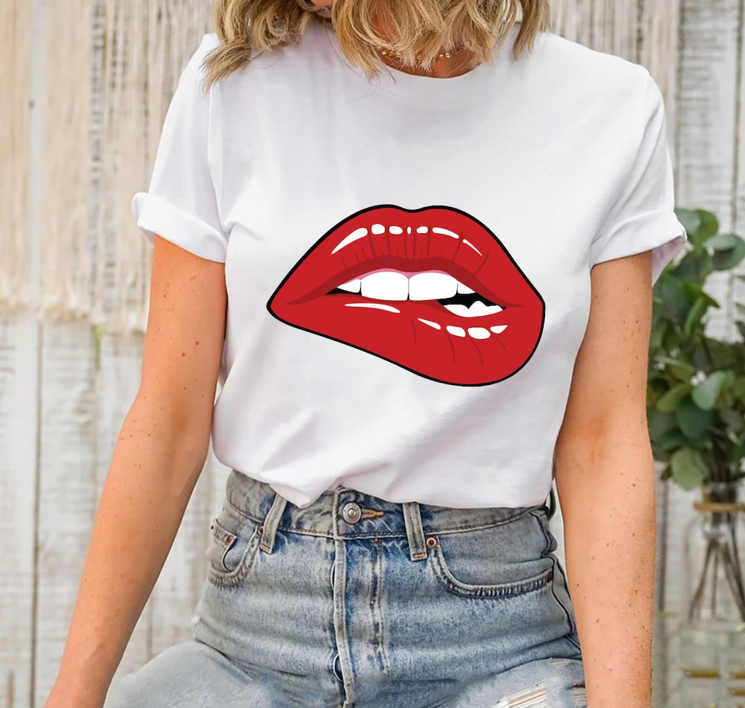 Red Lips T-shirt, Expressive Lips, Cute Gift for Girl Friend, Sugar ...