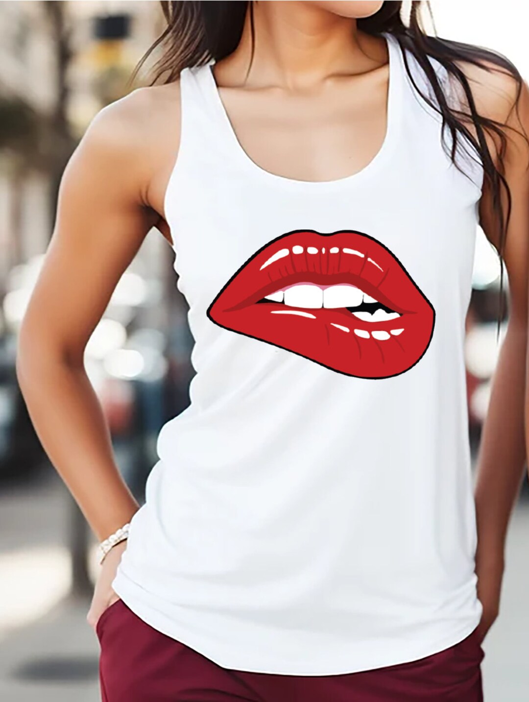 Red Lips Tank Top, Expressive Lips, Cute Gift for Girl Friend, Sugar ...