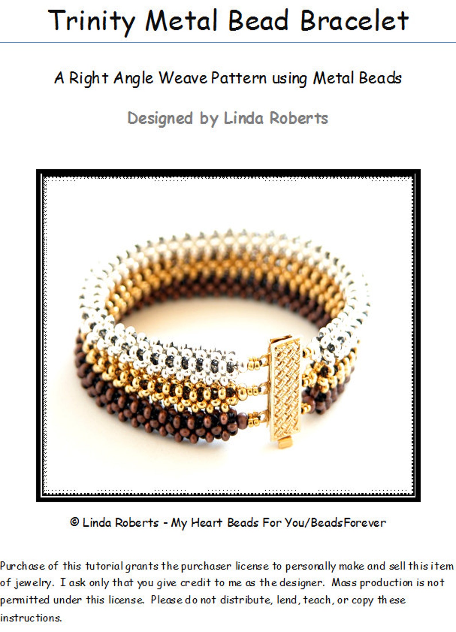Beading Tutorial - Trinity Metal Bead Bracelet Pattern - Right Angle ...