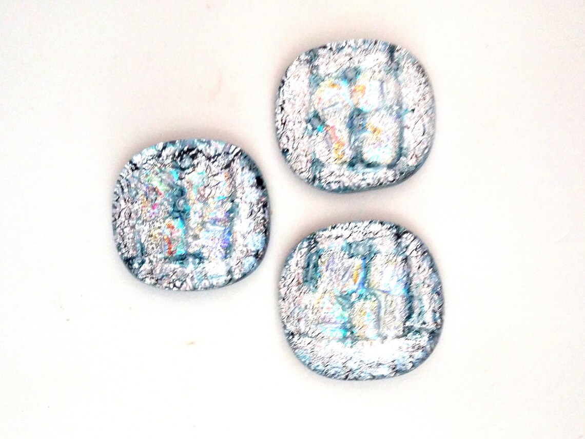 Icy Cold Dichroic Glass Cabochons Set of 3 - Etsy