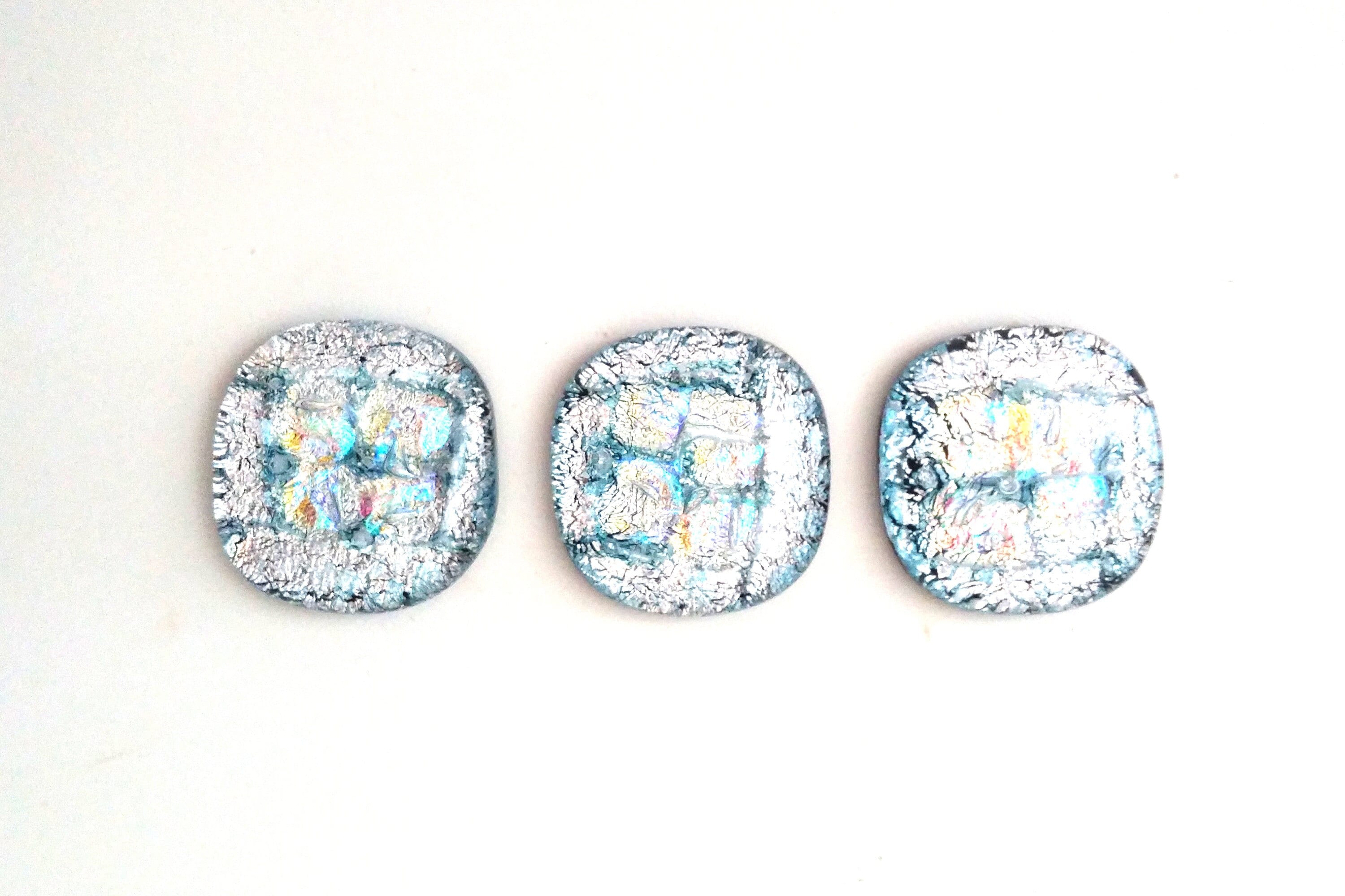 Icy Cold Dichroic Glass Cabochons Set of 3 - Etsy