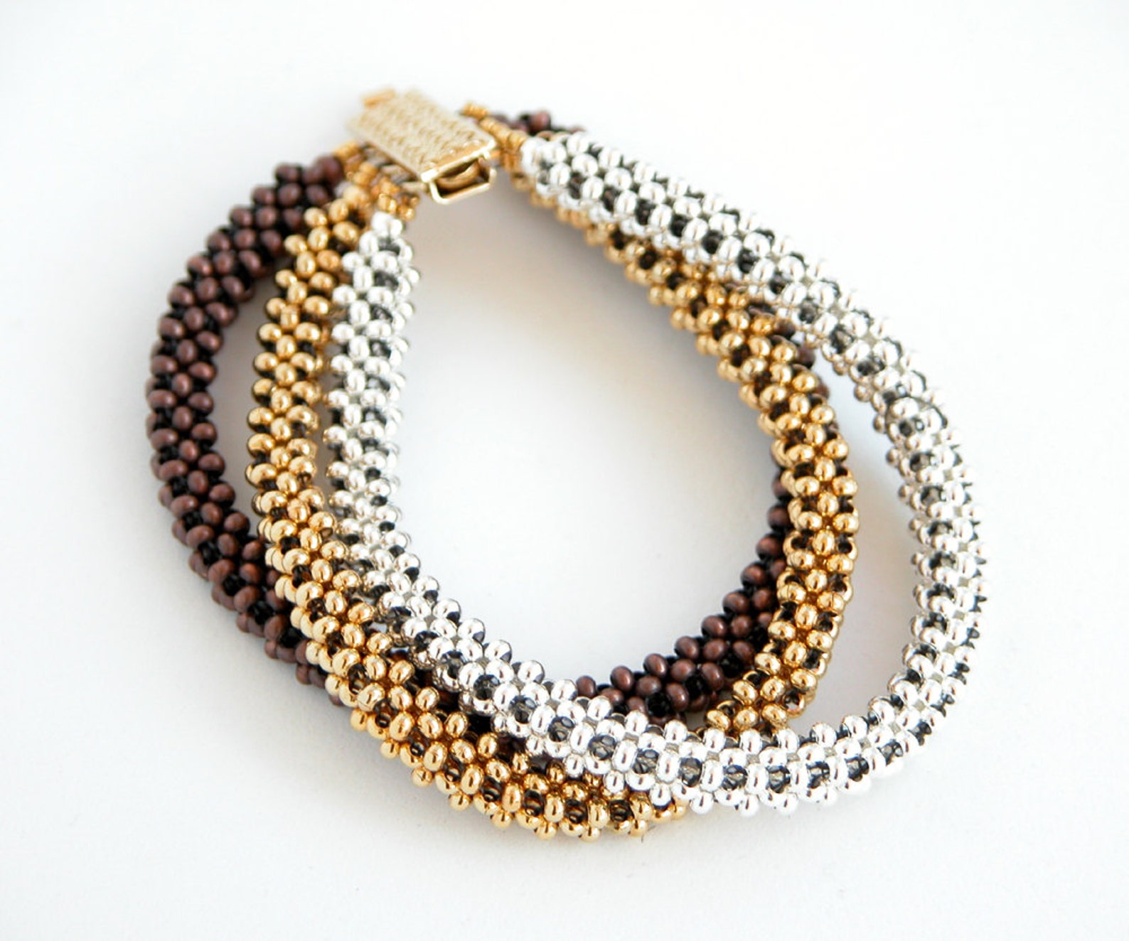 Beading Tutorial - Trinity Metal Bead Bracelet Pattern - Right Angle ...