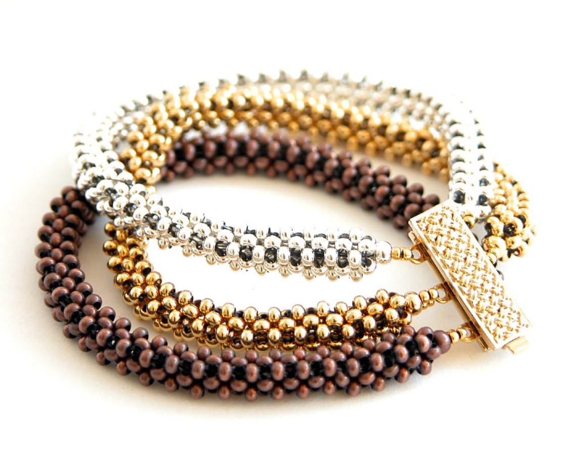 Beading Tutorial - Trinity Metal Bead Bracelet Pattern - Right Angle ...