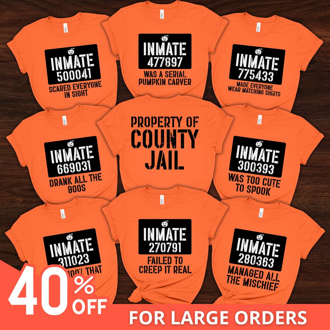 Personalized County Jail Inmate 2-sided Funny Shirts, Custom Halloween ...