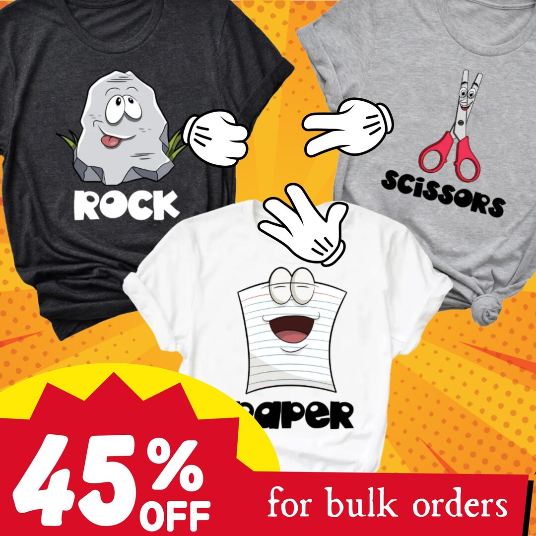 Rock Paper Scissors Shirt Group Halloween Costume Tshirt, Friends ...