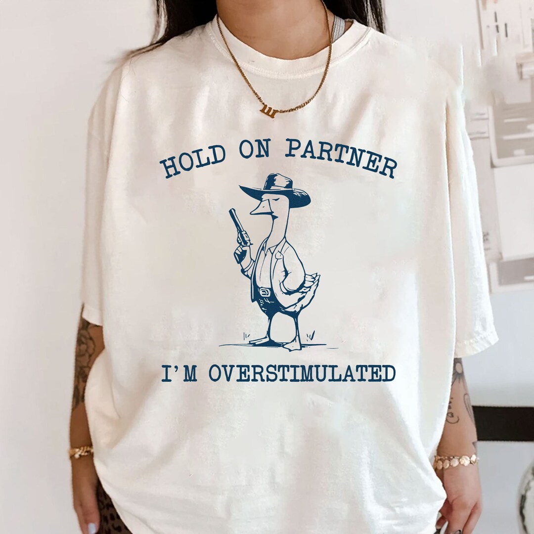 Hold on Partner Im Overstimulated Shirt, Silly Goose Shirt, Unhinged ...