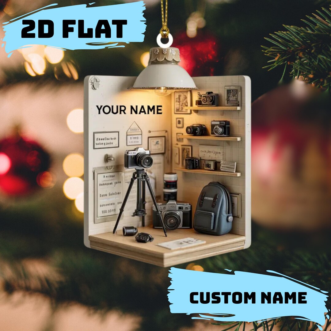 Personalized Camera 2d Ornament, Custom Name Photographer Ornament Gift ...