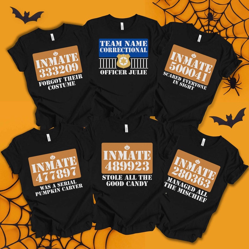 Matching Halloween Sports Team Shirt, Softball Inmate Costume, Prison ...