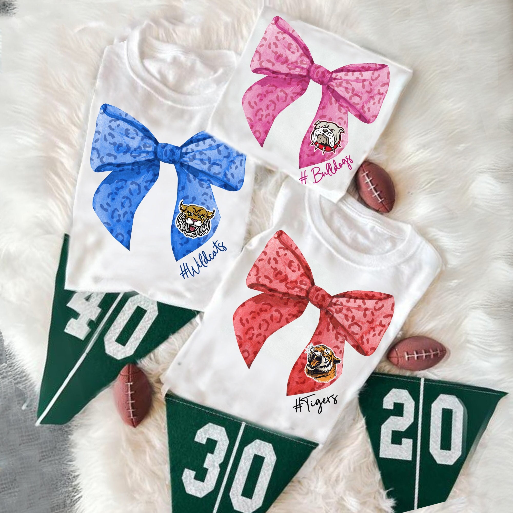 Custom Mascot Bow Shirt, Coquette Bows School Spirit T-shirt, Custom ...