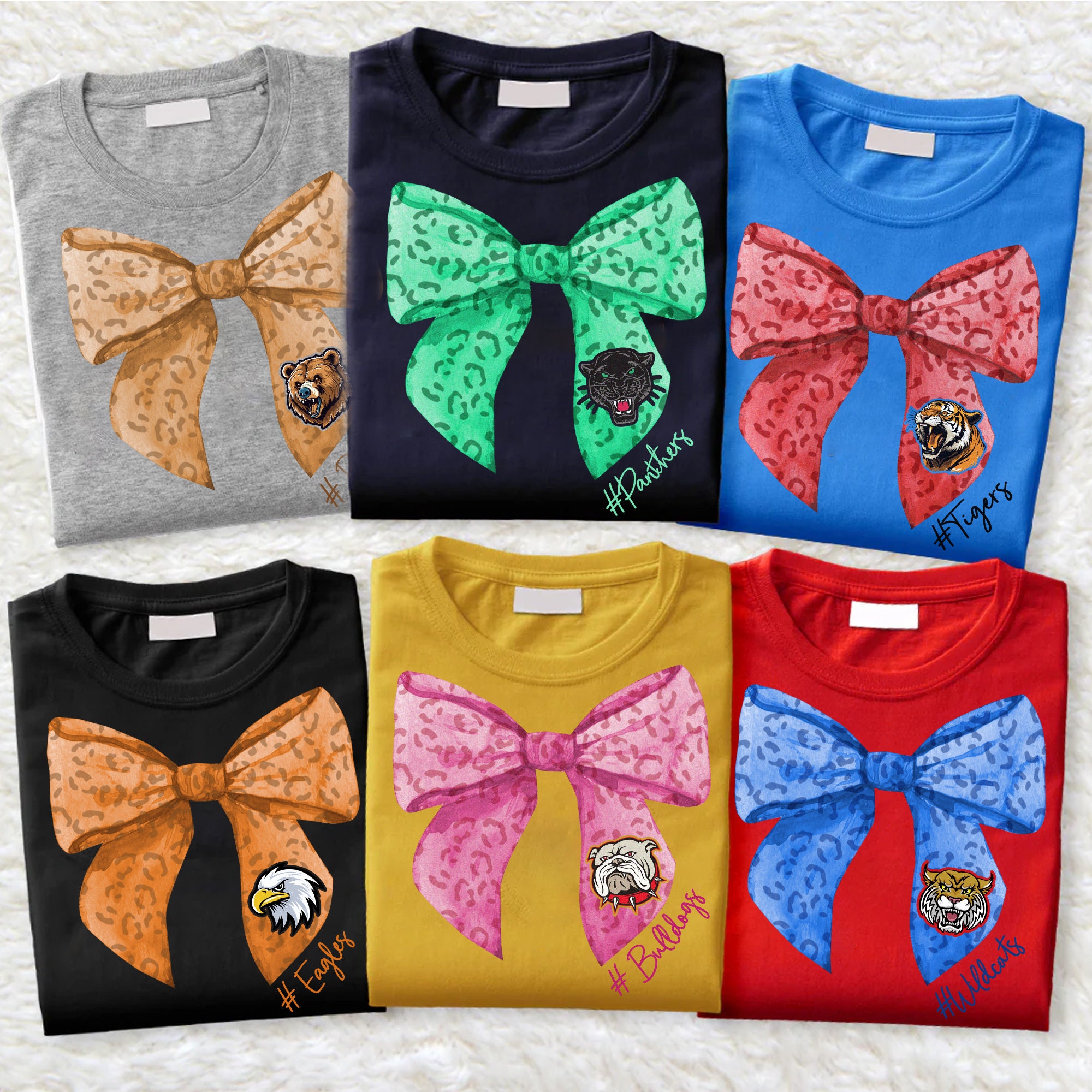 Custom Mascot Bow Shirt, Coquette Bows School Spirit T-shirt, Custom ...