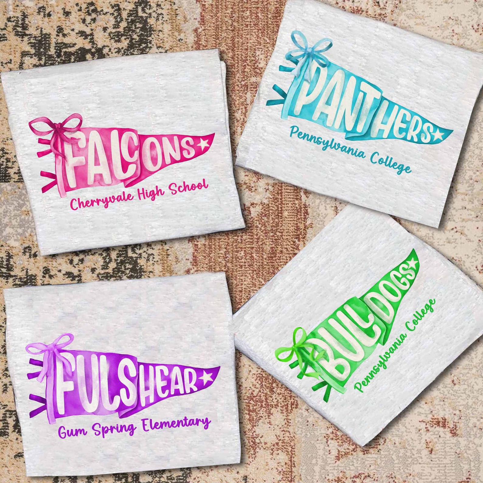 Custom Mascot Watercolor Pennants Flag Shirt, Watercolor Pennant Mascot ...
