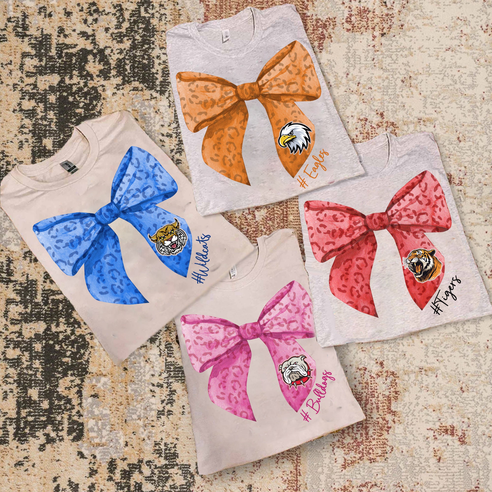 Custom Mascot Bow Shirt, Coquette Bows School Spirit T-shirt, Custom ...