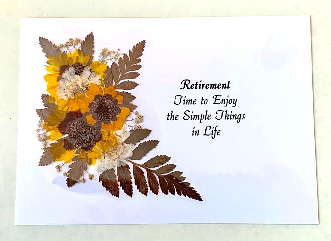 Pressed Flower Retirement Card: Handmade 5x7 Verse Gift - Etsy