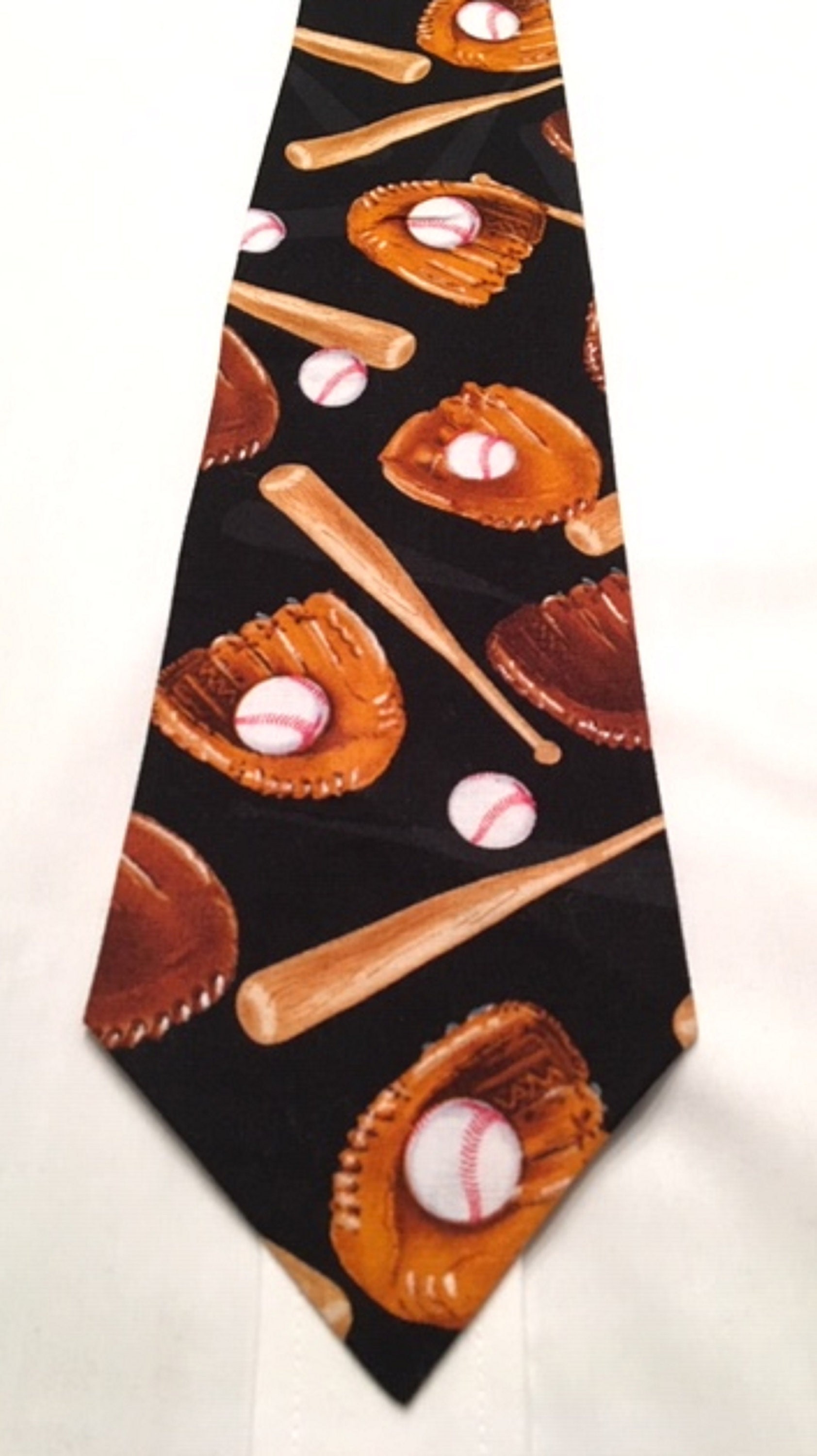 Baseballs Necktie: Mits, Balls and Bats - Etsy