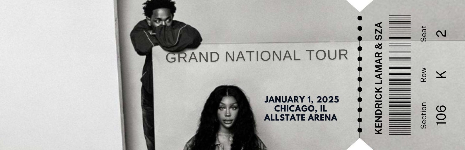 Personalized Kendrick Lamar & SZA Grand National Tour Concert Ticket - Etsy