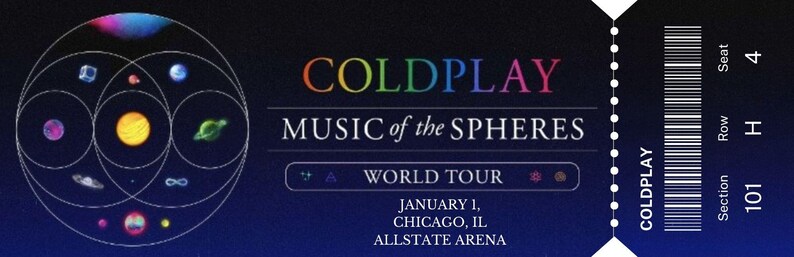 Personalized Coldplay Music of the Spheres Tour Concert Ticket - Etsy