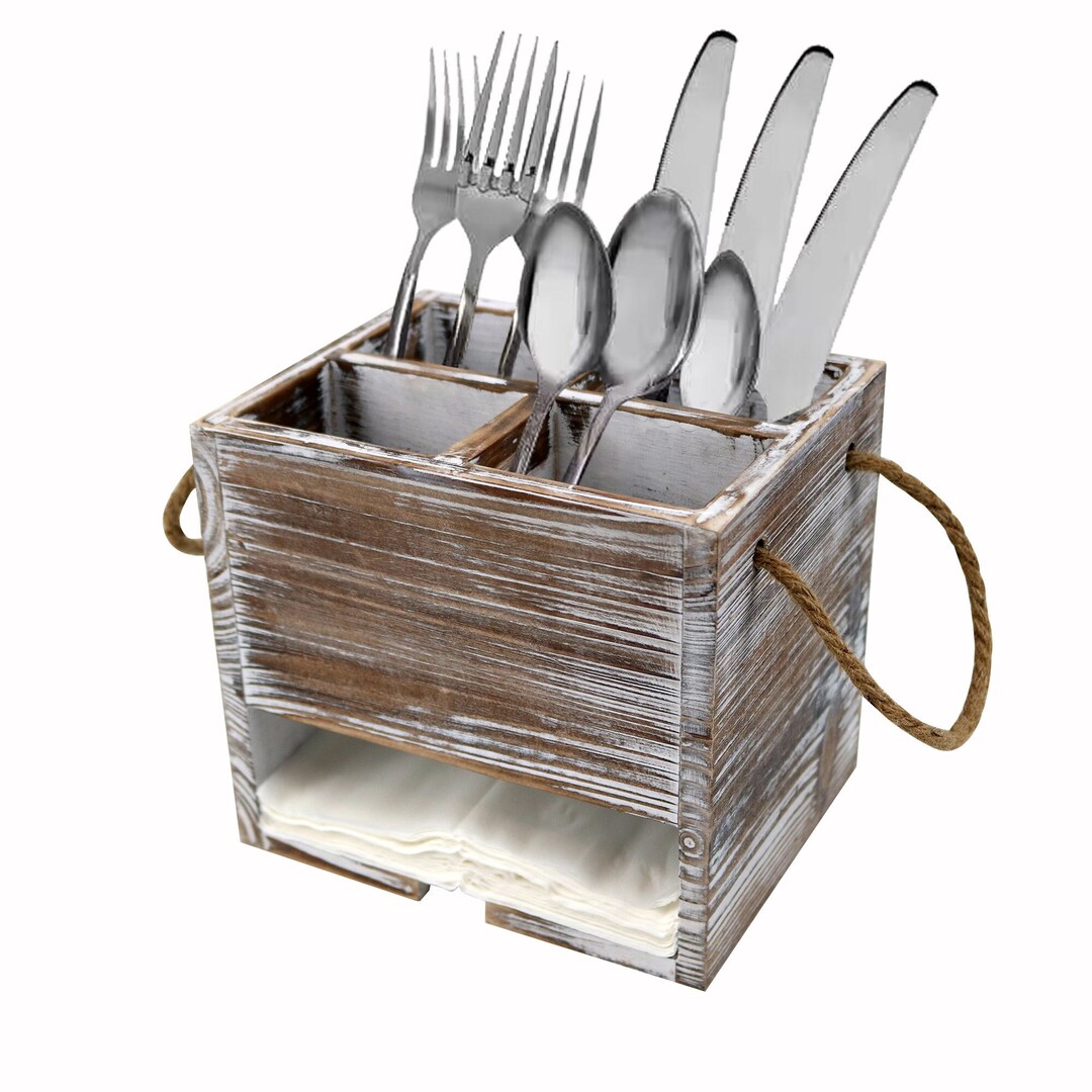 Kitchen Utensil Holder, Silverware Caddy, Farm House Look Organizer - Etsy