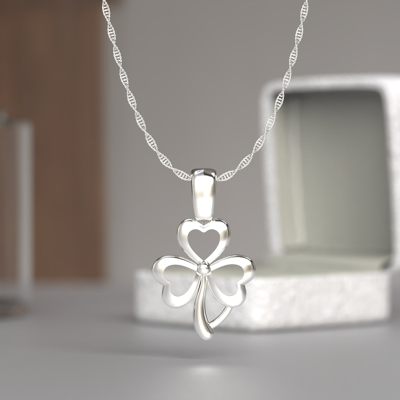 14k Gold Clover Necklace, 3 Leaf Clover Necklace, Tiny Silver Three ...