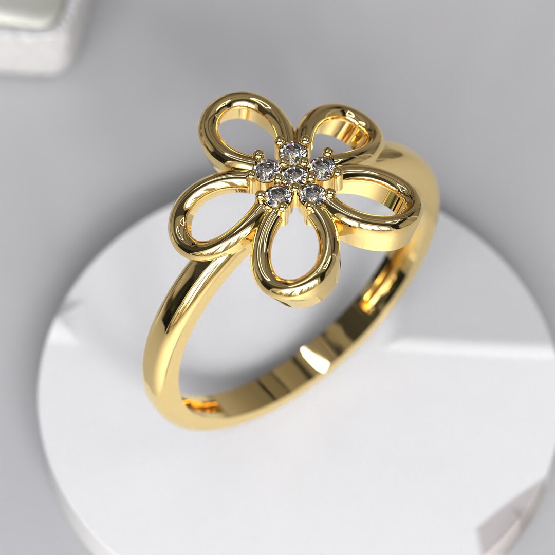 14K Gold Flower Ring, Dainty Ring, Birthstone Ring, Birthday Gifts ...