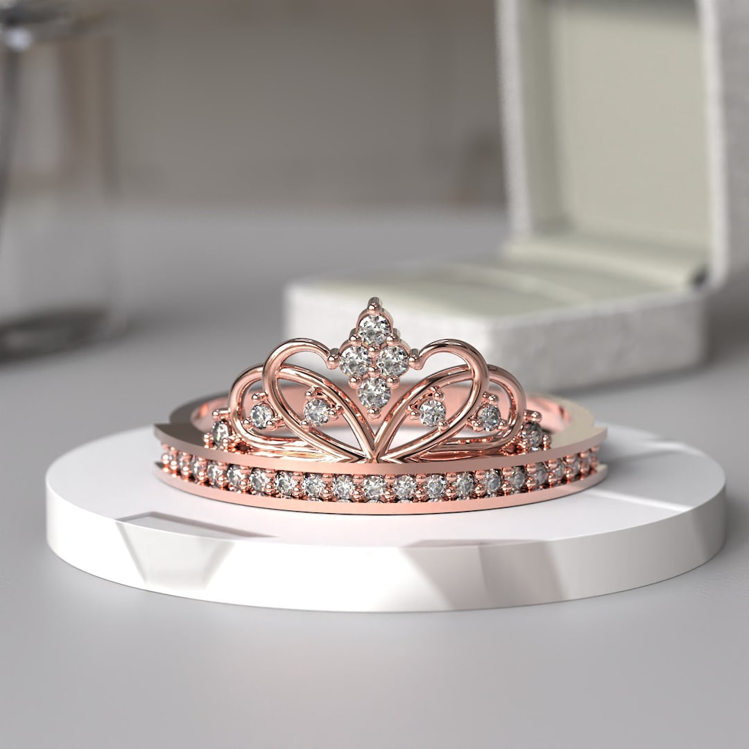 Queen Crown Diamond Ring Couple Rings Delicate Ring Promise Ring for ...