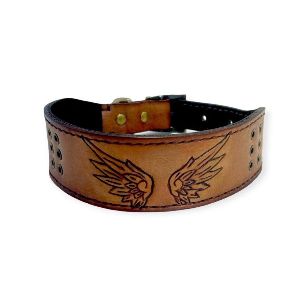 Leather Angel Wing Dog Collar Handcrafted Pet Collar With Unique Angel ...