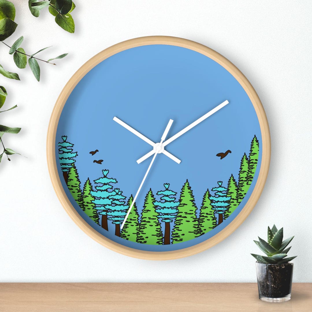 Woods Wall Clock, Forest Theme Square Clock, Nature Lover Home Decor ...