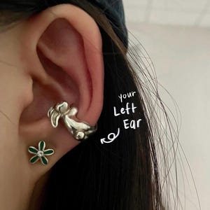925 Sterling Silver Bunny Ear Cuff - Chunky Silver Earcuff No Piercing ...