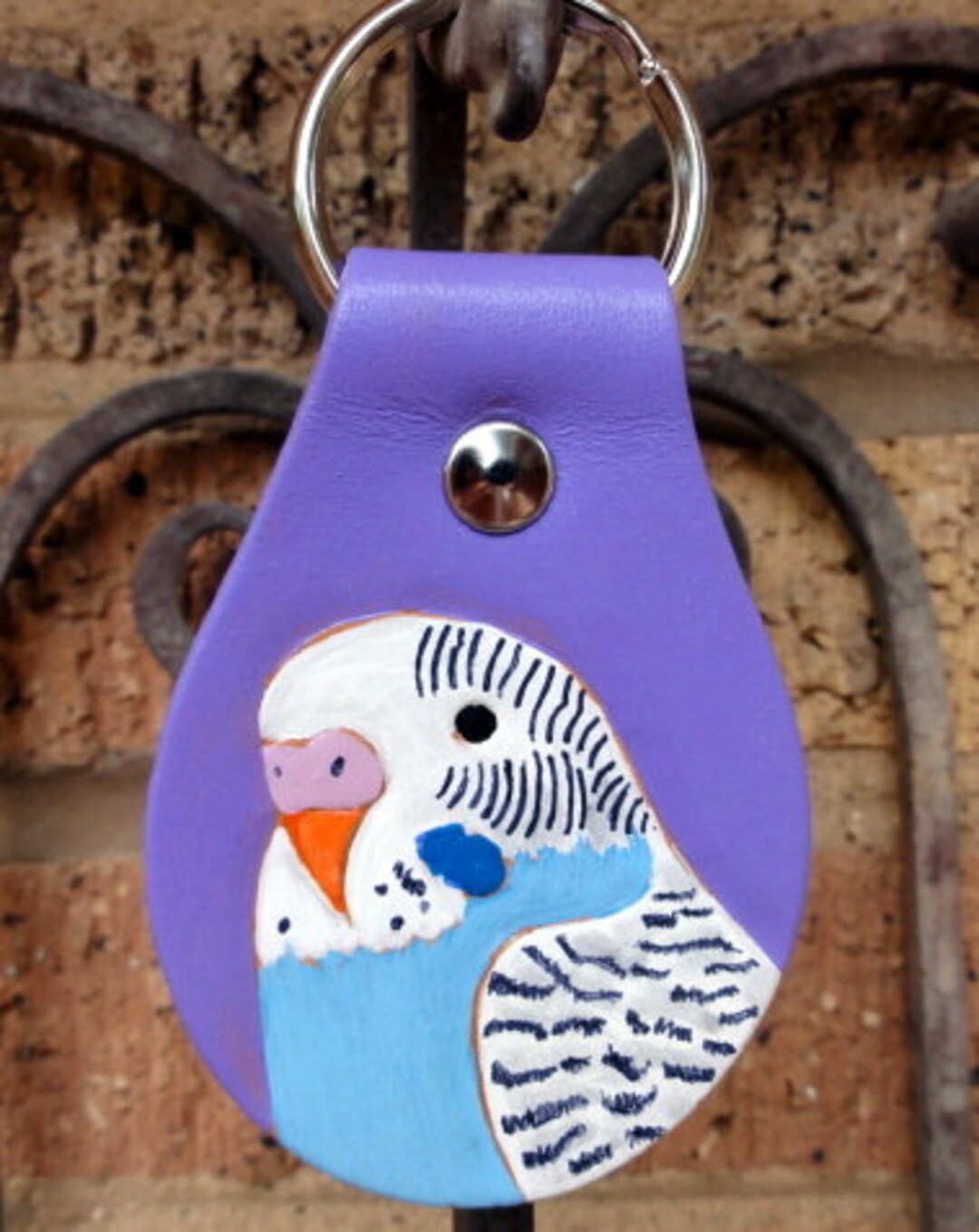 Key Fob With Blue Parakeet - Etsy