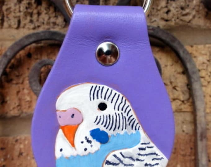 Key Fob With Blue Parakeet | Etsy