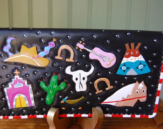 Western Theme Leather Checkbook Cover - Etsy