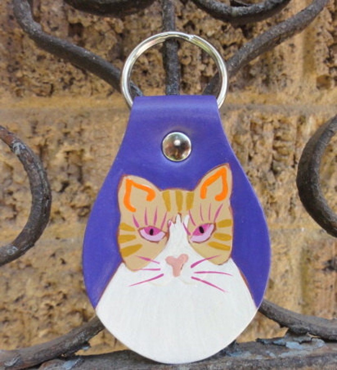 Key Fob With Tabby Cat Head Shot - Etsy