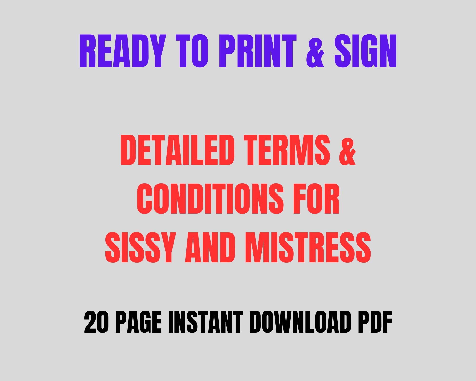 Sissy Maid Ownership Contract: Print & Sign With Mistress (PDF Instant Download) - Etsy
