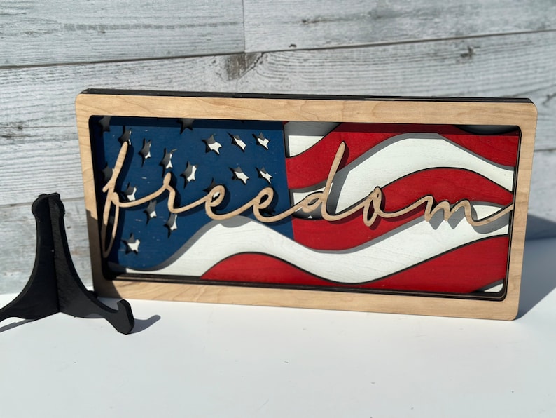 Freedom Flag Table Display or Wall Hanging. Patriotic Sign, USA Decor ...