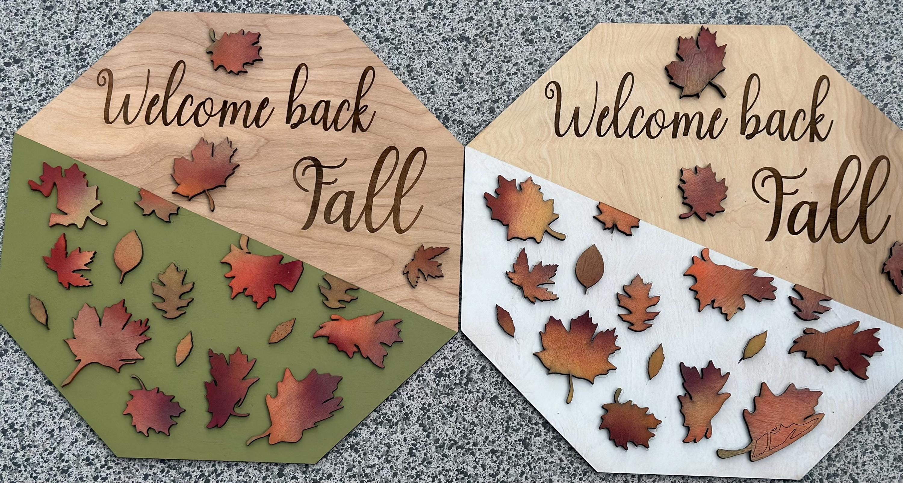 Welcome Back Fall Sign, Autumn Decor, Hexagon Wood Sign, Fall, Leaves ...
