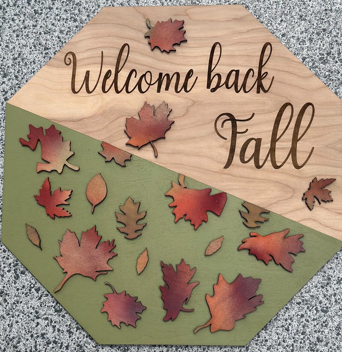 Welcome Back Fall Sign, Autumn Decor, Hexagon Wood Sign, Fall, Leaves ...