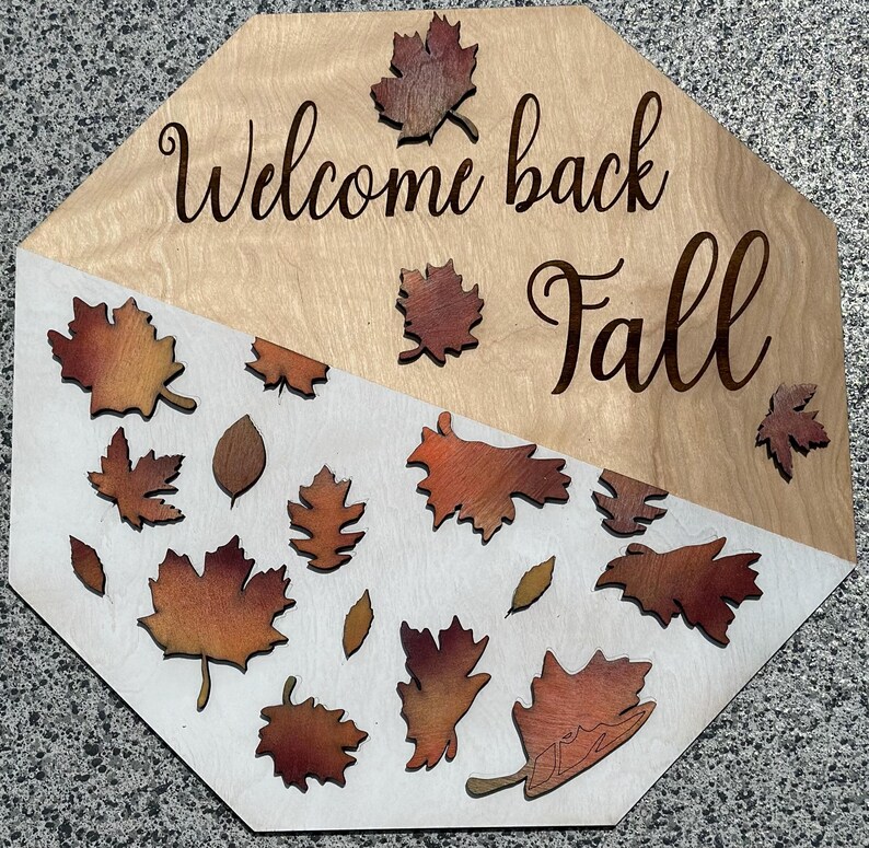 Welcome Back Fall Sign, Autumn Decor, Hexagon Wood Sign, Fall, Leaves ...