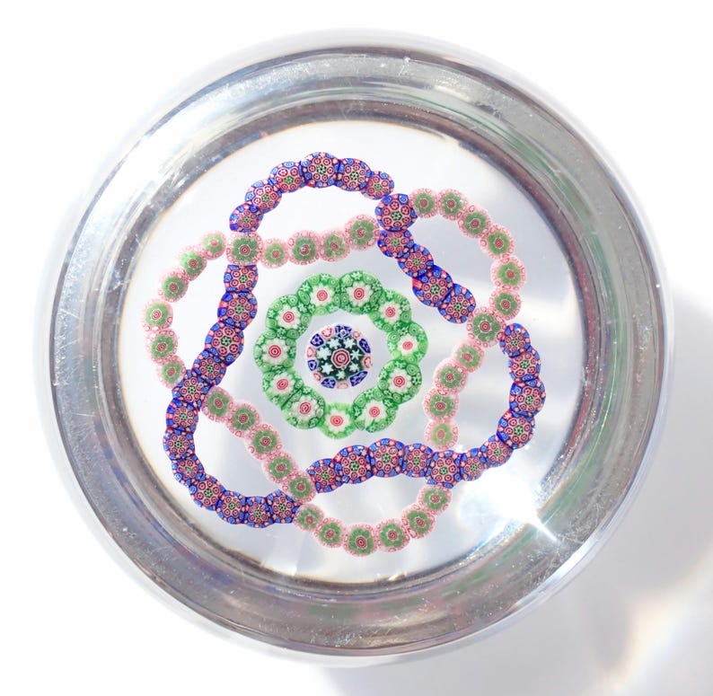 Stunning Antique 19th C. 3'' BACCARAT Patterned Millefiori Garland Art ...