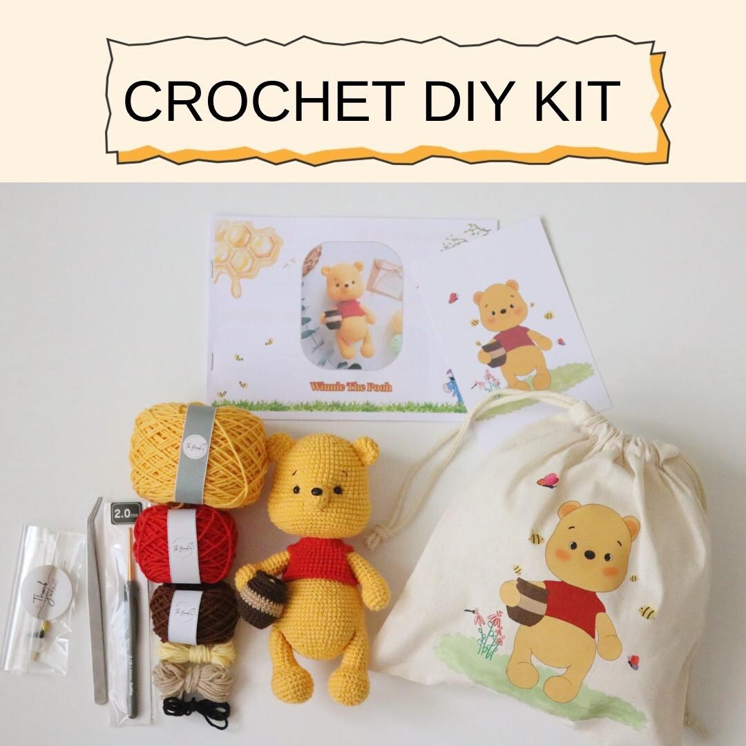 Honey-loving Bear Amigurumi Crochet Kit With Project Bag – Complete DIY ...