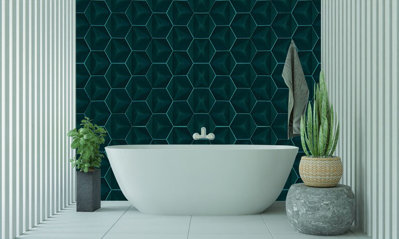 Abstract Green Turquoise Wallpaper Ceramic Porcelain Geometric ...