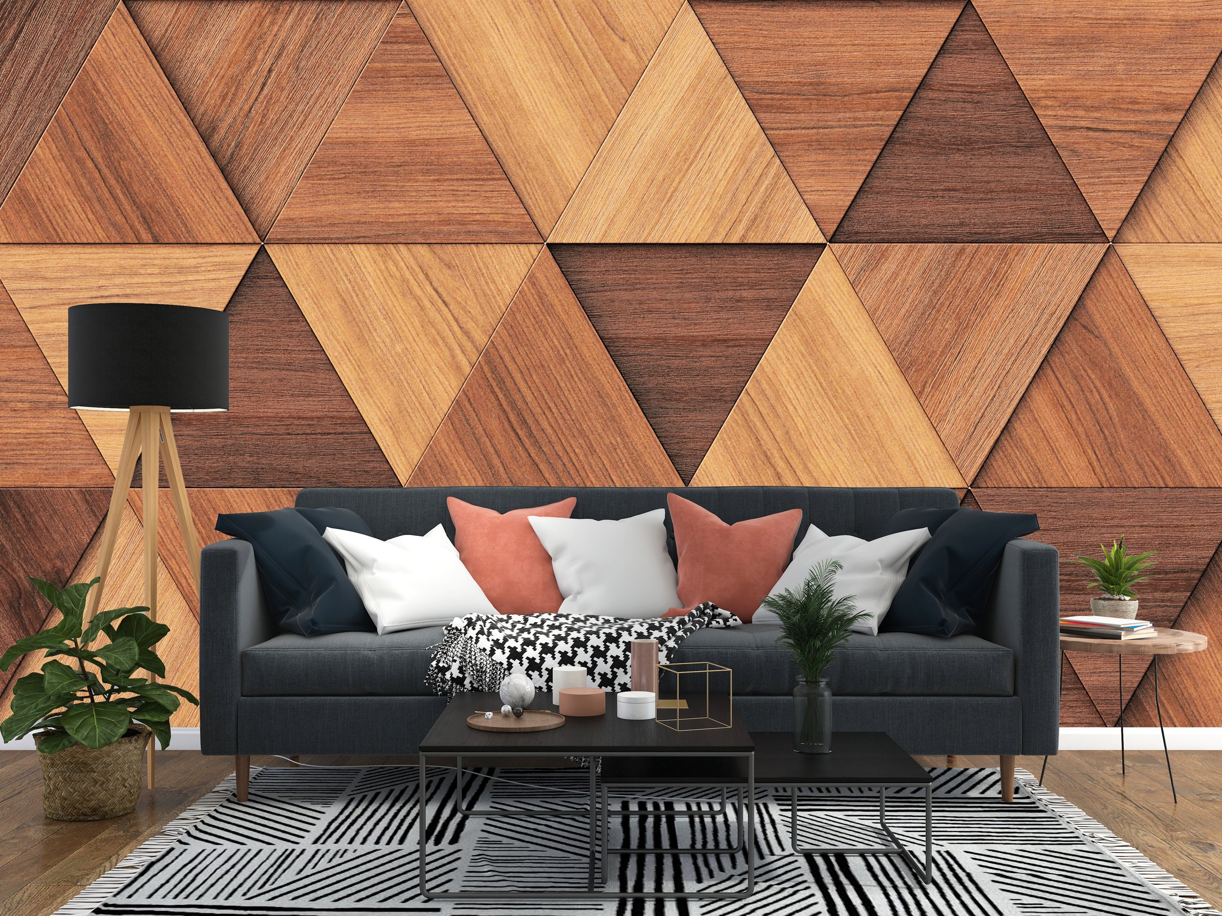 Triangle Wall Art Wood Wallpaper Triangle Wallpaper Livingroom ...